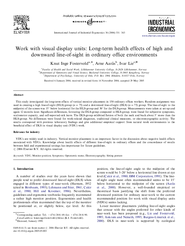 (PDF) Work with visual display units: Long-term health effects of high ...