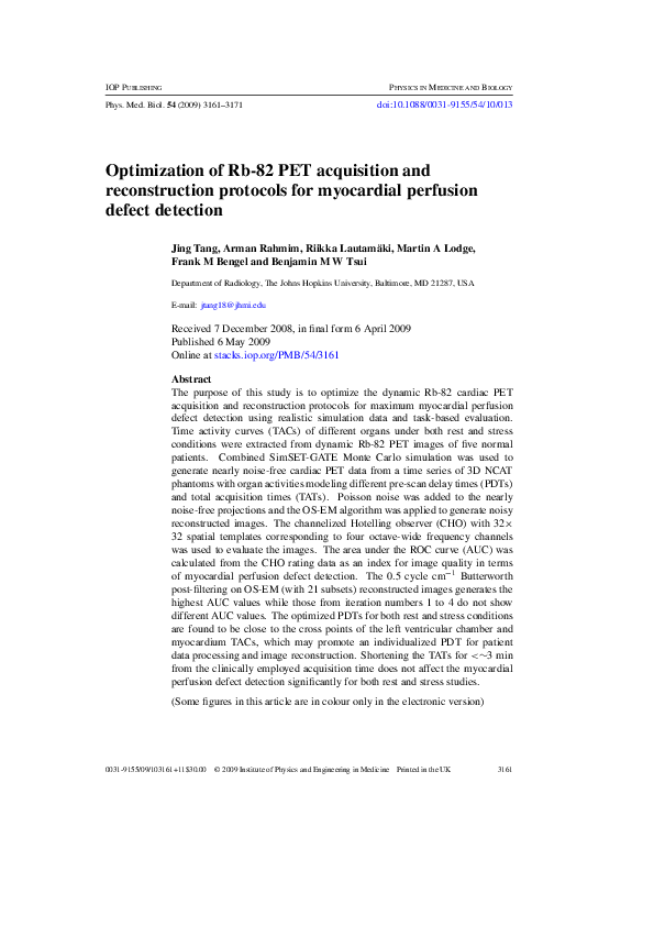 (PDF) Optimization of Rb-82 PET acquisition and reconstruction ...