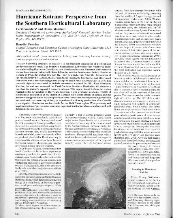 (PDF) Hurricane Katrina: perspective from the southern horticultural ...