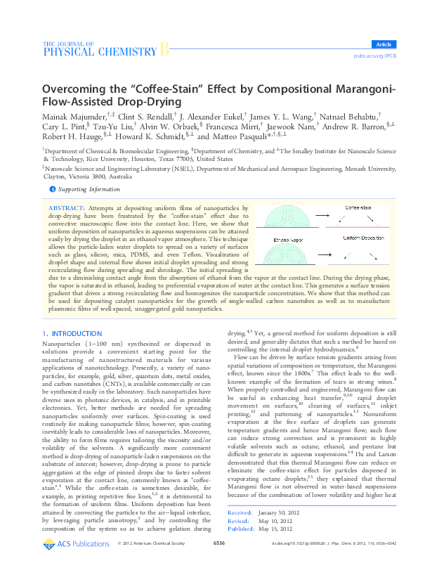 (PDF) Overcoming the “Coffee-Stain” Effect by Compositional Marangoni ...