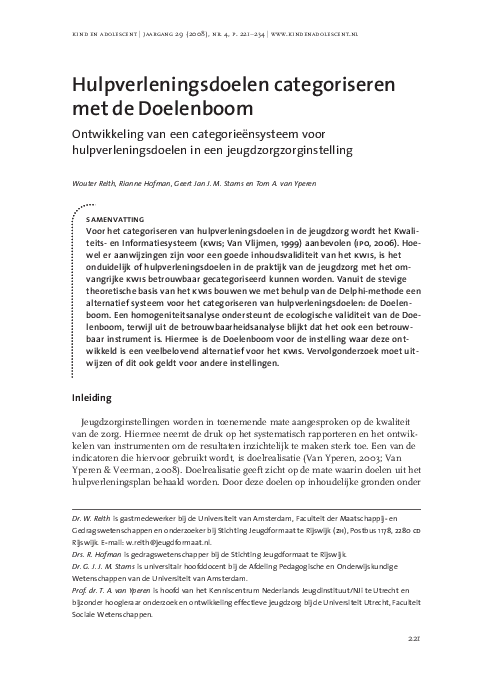 (PDF) Hulpverleningsdoelen categoriseren met de Doelenboom