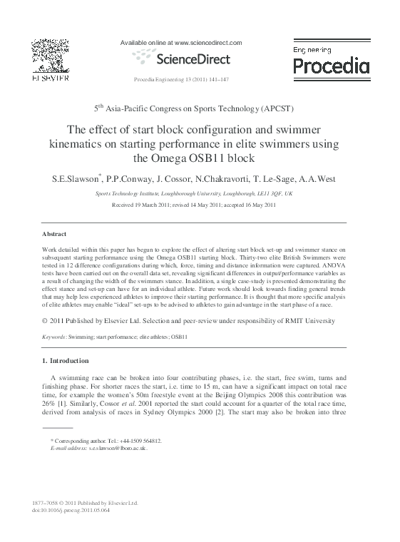 (PDF) The effect of start block configuration and swimmer kinematics on ...