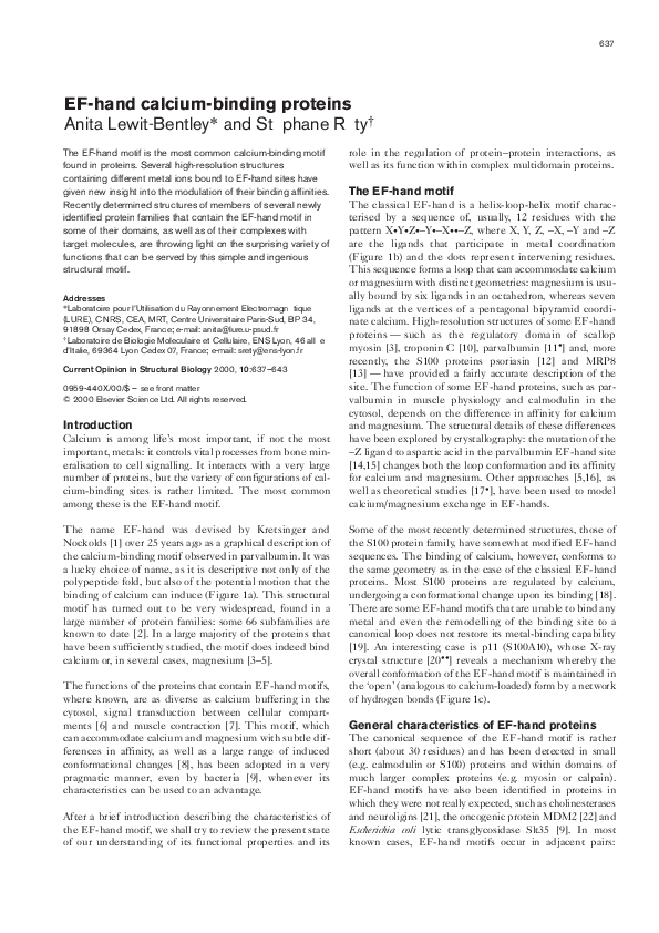 (PDF) EF-hand calcium-binding proteins