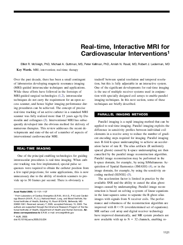 (PDF) Real-time, Interactive MRI for Cardiovascular Interventions1 ...