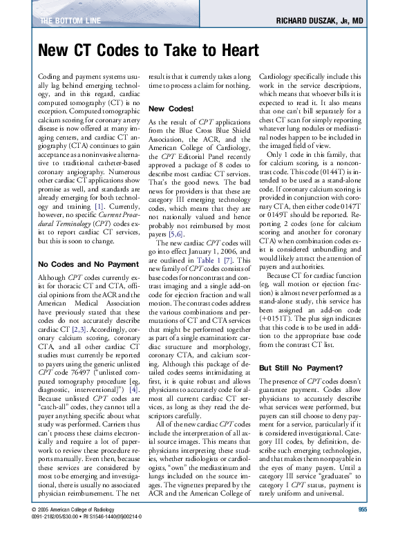(PDF) New CT Codes to Take to Heart