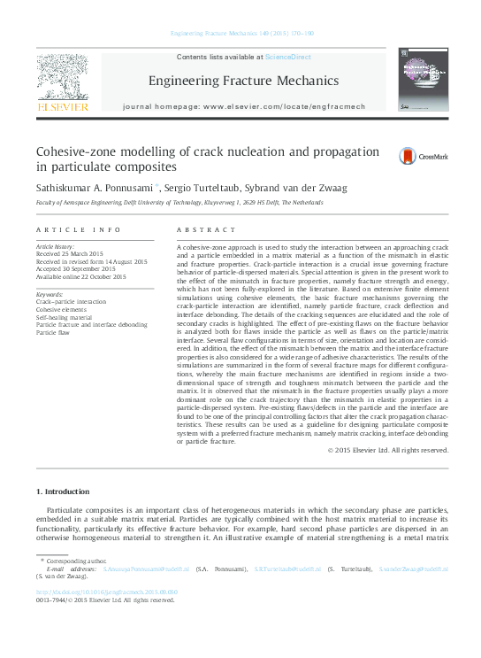 Pdf Cohesive Zone Modelling Of Crack Nucleation And Propagation In Particulate Composites
