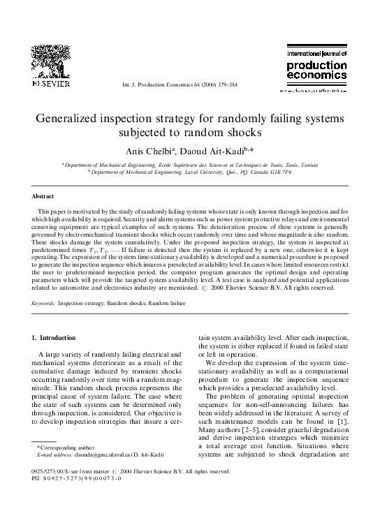 (PDF) Generalized inspection strategy for randomly failing systems ...
