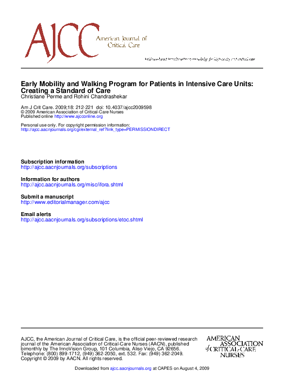 (PDF) Early Mobility and Walking Program for Patients in Intensive Care ...