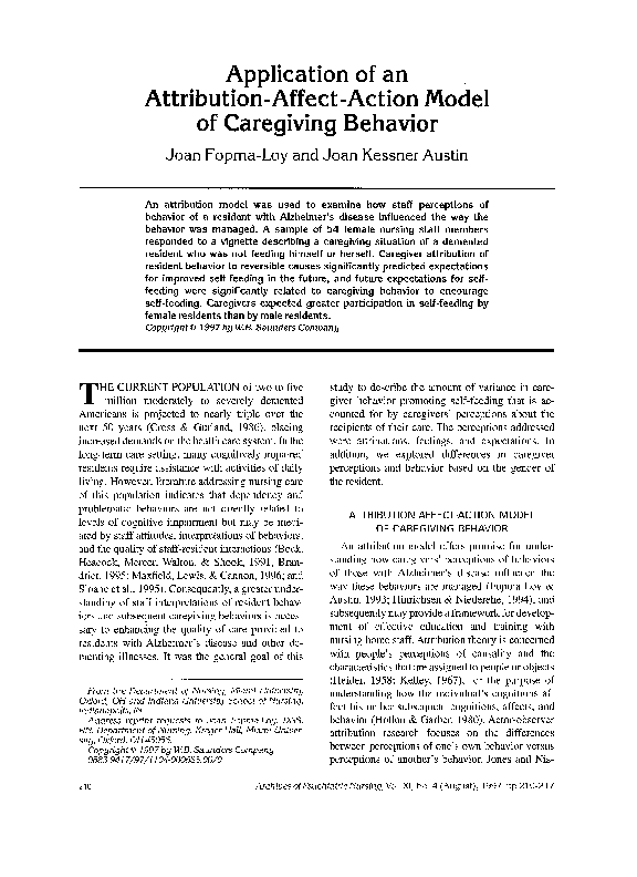 (PDF) Application of an attribution-affect-action model of caregiving ...