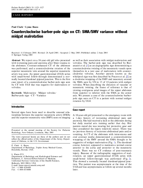 (PDF) Counterclockwise barber-pole sign on CT: SMA/SMV variance without ...