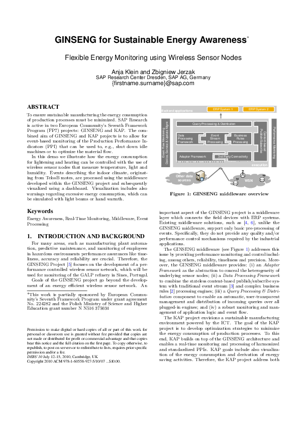 (PDF) GINSENG for sustainable energy awareness | Zbigniew Jerzak - Academia.edu