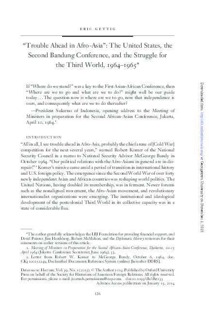 (PDF) "'Trouble Ahead in Afro-Asia': The United States, the Second ...