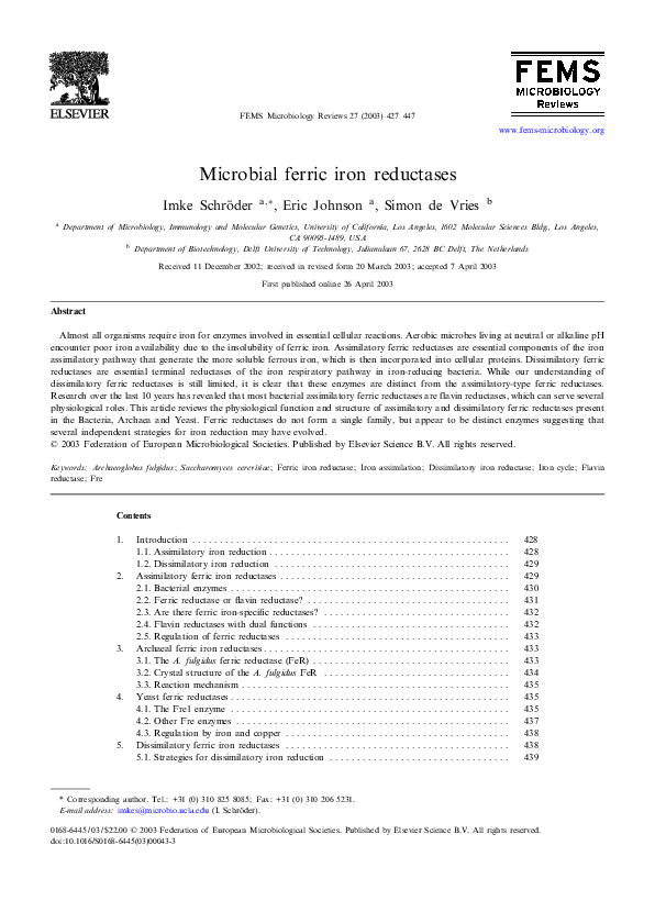 (PDF) Microbial ferric iron reductases