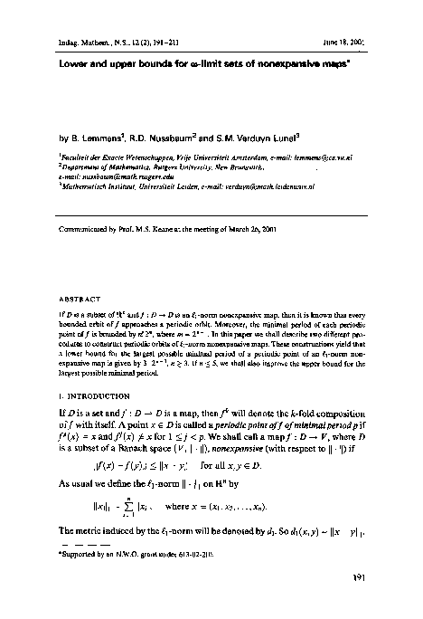 (PDF) Lower and upper bounds for ω-limit sets of nonexpansive maps