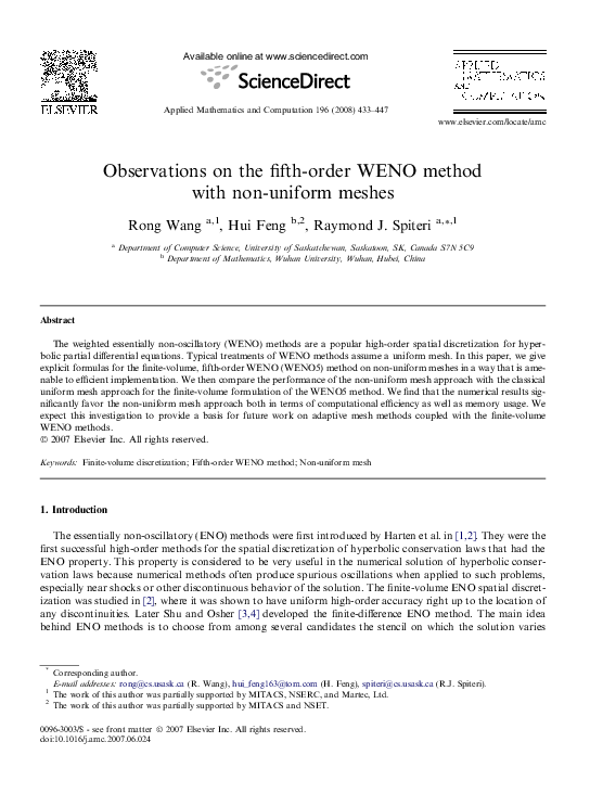 (PDF) Observations on the fifth-order WENO method with non-uniform meshes