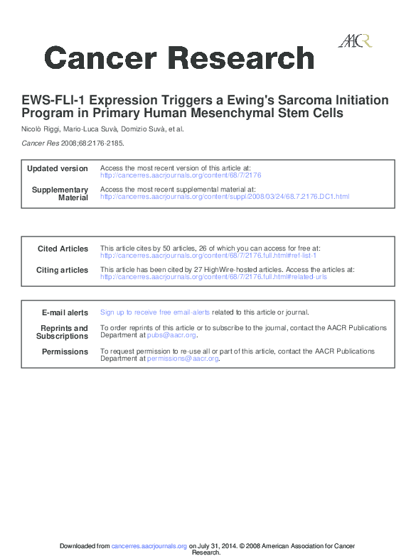 (PDF) EWS-FLI-1 Expression Triggers a Ewing's Sarcoma Initiation ...