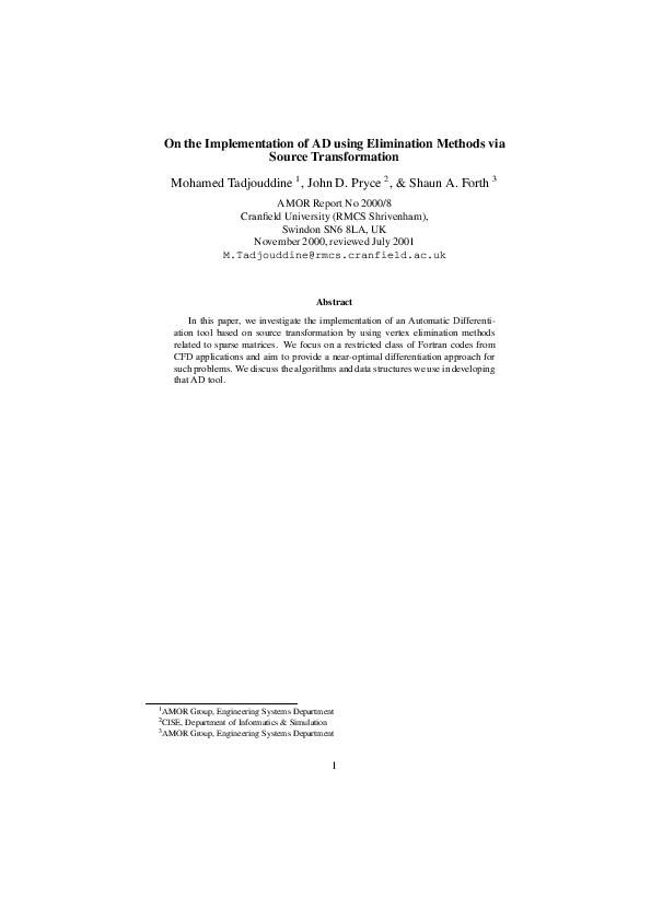 Pdf On The Implementation Of Ad Using Elimination Methods Via Source Transformation