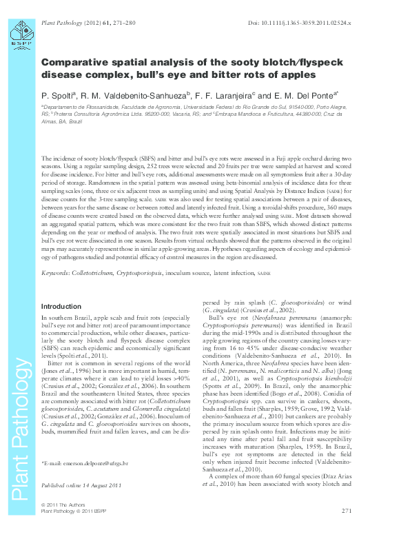 (PDF) Comparative spatial analysis of the sooty blotch/flyspeck disease ...