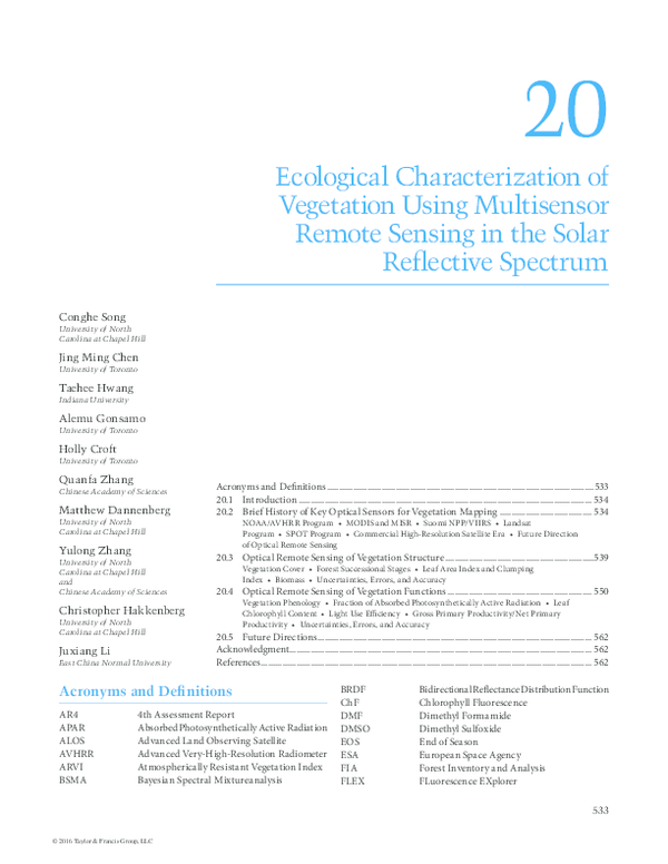 (PDF) Ecological Characterization of Vegetation Using Multi-Sensor Remote Sensing in the Solar ...