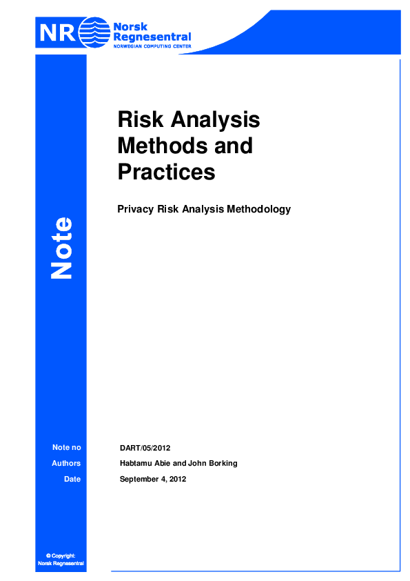 (PDF) Risk Analysis Methods and Practices Privacy Risk Analysis Methodology