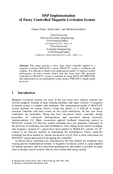 (PDF) Fuzzy Control in Magnetic Levitation Systems