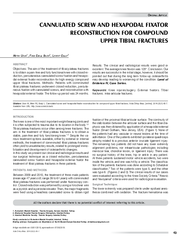 (PDF) CANNULATED SCREW AND HEXAPODAL FIXATOR RECONSTRUCTION FOR ...