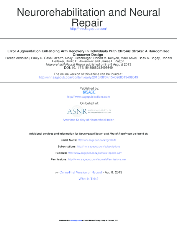 (PDF) Error Augmentation Enhancing Arm Recovery in Individuals With ...