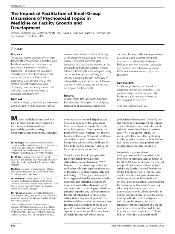 (PDF) The Impact of Facilitation of Small-Group Discussions of ...