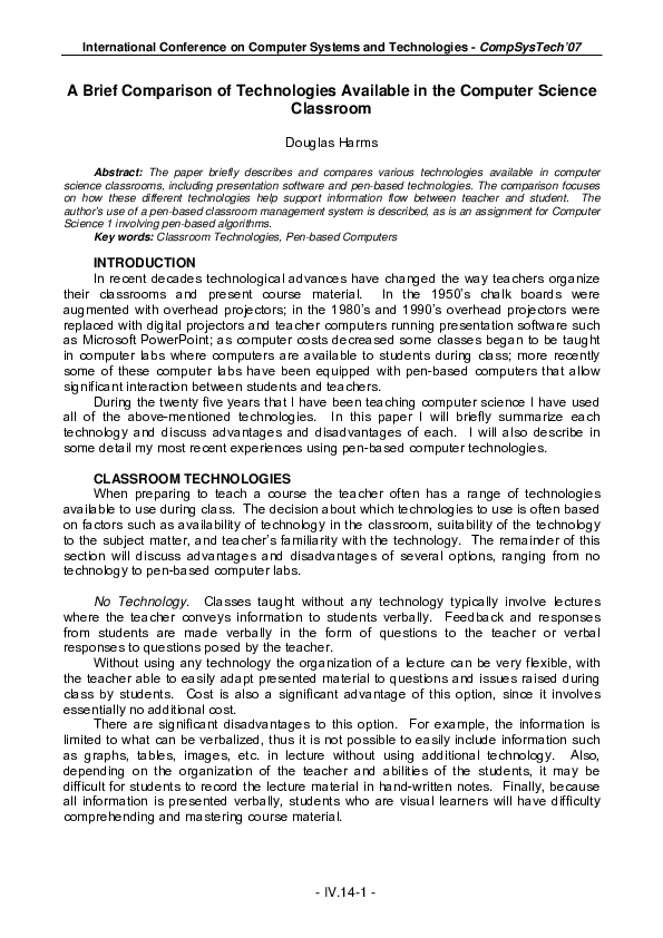 (PDF) A brief comparison of technologies available in the computer ...