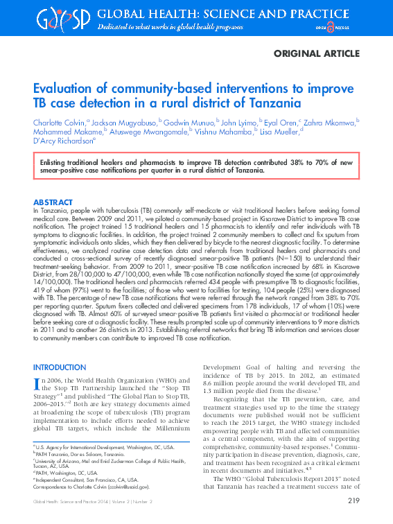 (PDF) Evaluation of community-based interventions to improve TB case ...