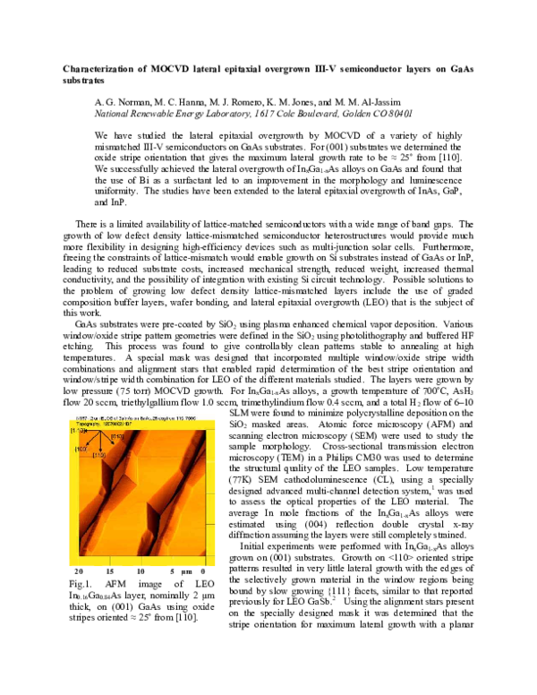 (PDF) Characterization of MOCVD lateral epitaxial overgrown III-V ...