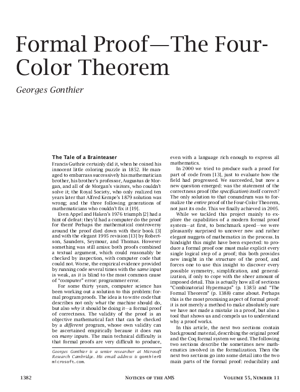 (PDF) Formal Proof of Four theorem