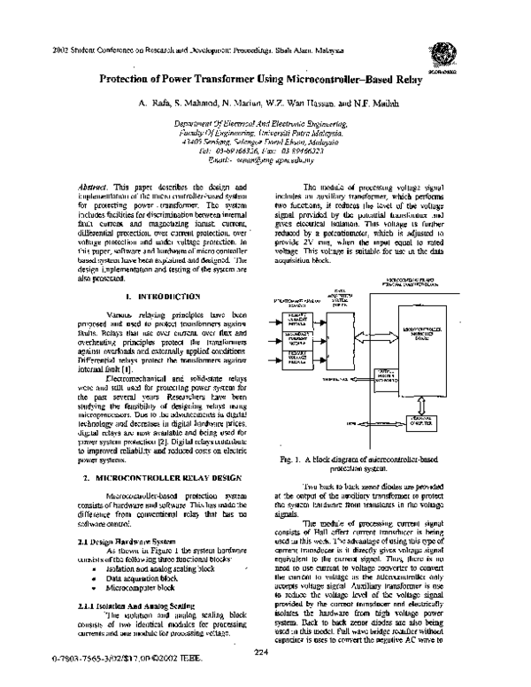 Pdf Protection Of Power Transformer Using Microcontroller Based Relay