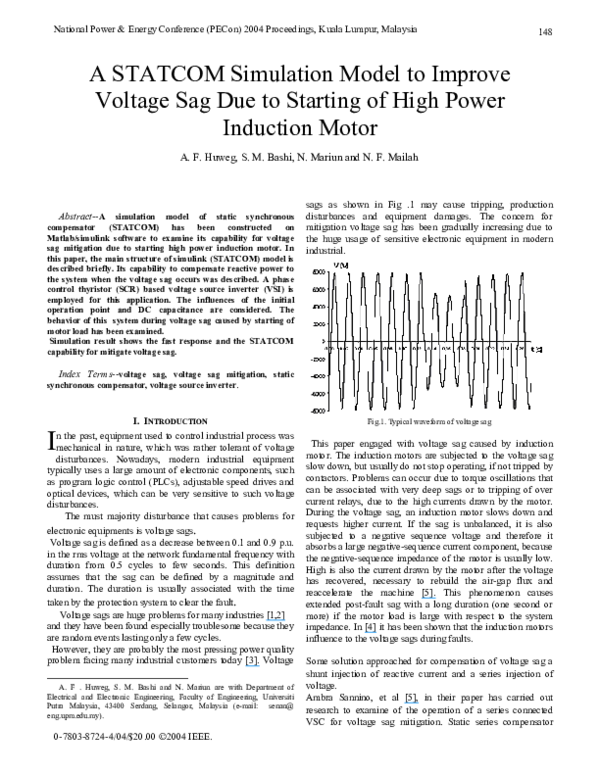 (PDF) A STATCOM simulation model to improve voltage sag due to starting of high power induction ...
