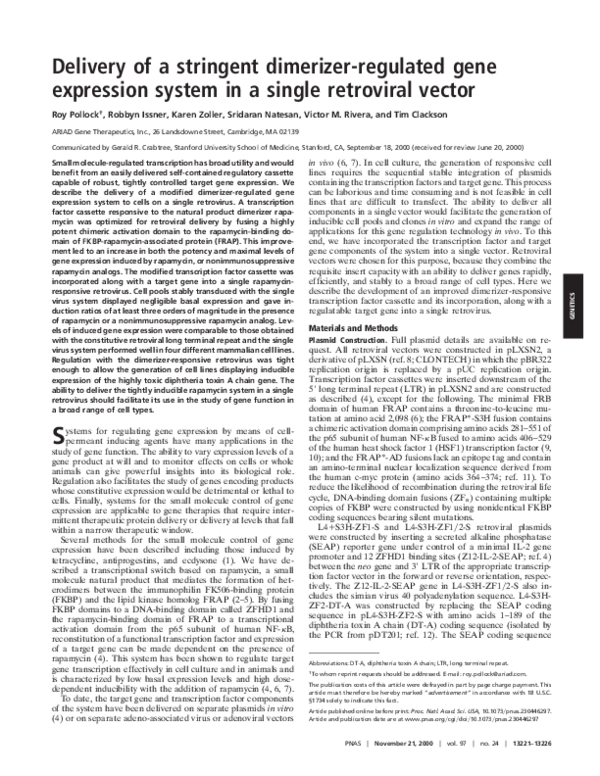 (PDF) Delivery of a stringent dimerizer-regulated gene expression ...