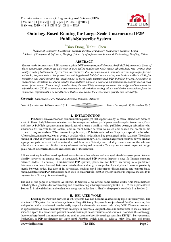 (PDF) Ontology-Based Routing for Large-Scale Unstructured P2P Publish/Subscribe System | The ...