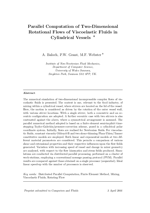 (PDF) Parallel computation of two-dimensional rotational flows of viscoelastic fluids in ...