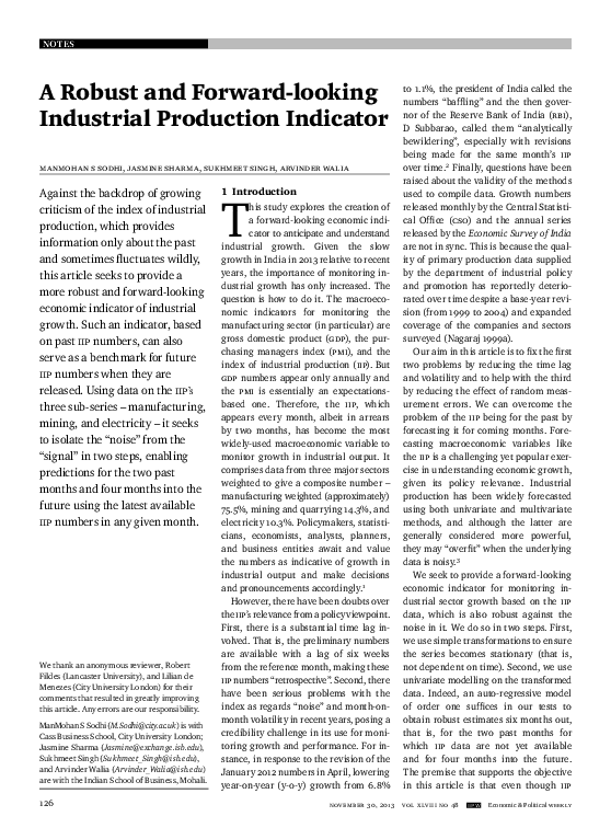 (PDF) A Robust and Forward-looking Industrial Production Indicator