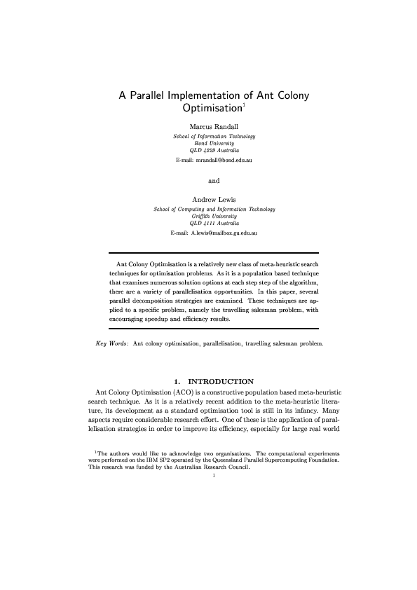 (PDF) A Parallel Implementation of Ant Colony Optimization