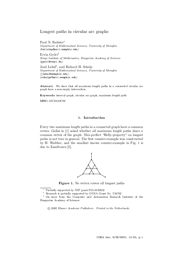 (PDF) Longest Paths in Circular Arc Graphs