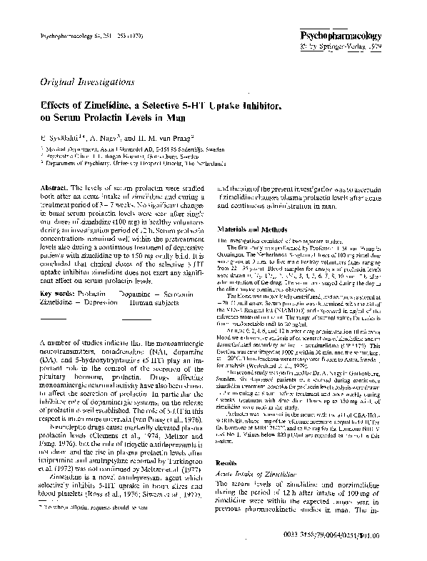 (PDF) Effects of zimelidine, a selective 5-HT uptake inhibitor, on ...