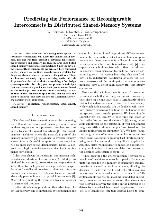 (PDF) Predicting the performance of reconfigurable optical interconnects in distributed shared ...