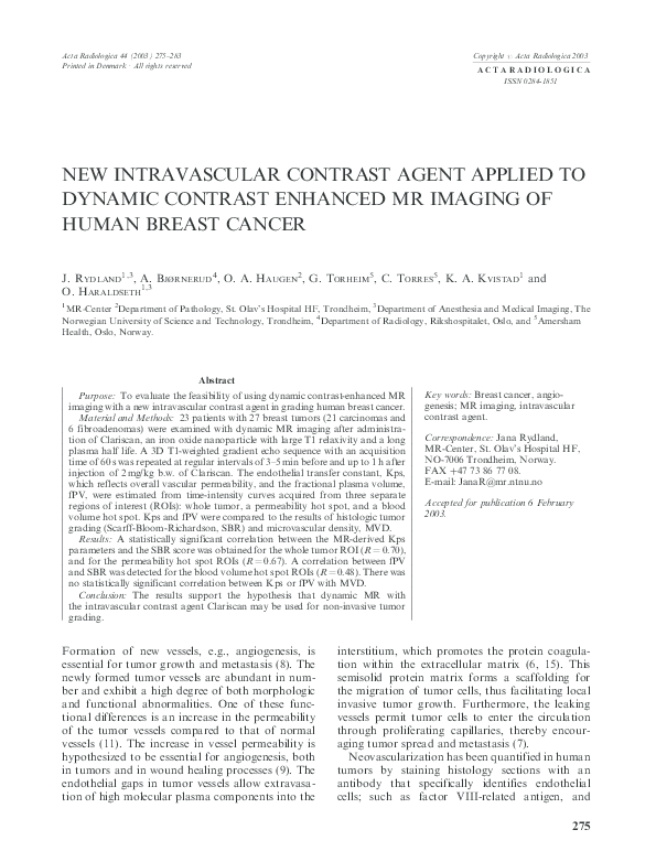 (PDF) New Intravascular Contrast Agent Applied to Dynamic Contrast ...