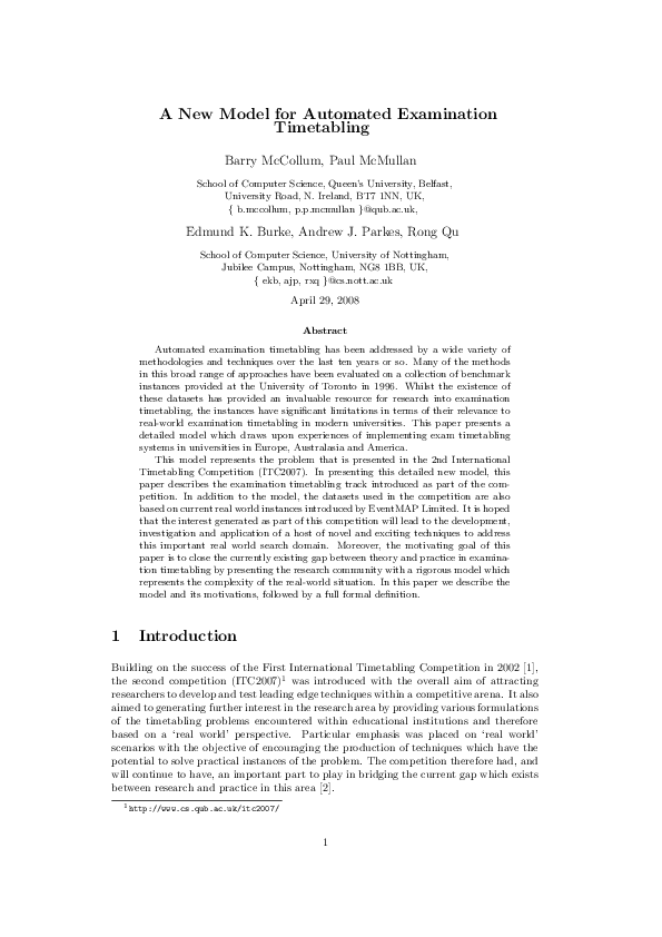 Pdf A New Model For Automated Examination Timetabling