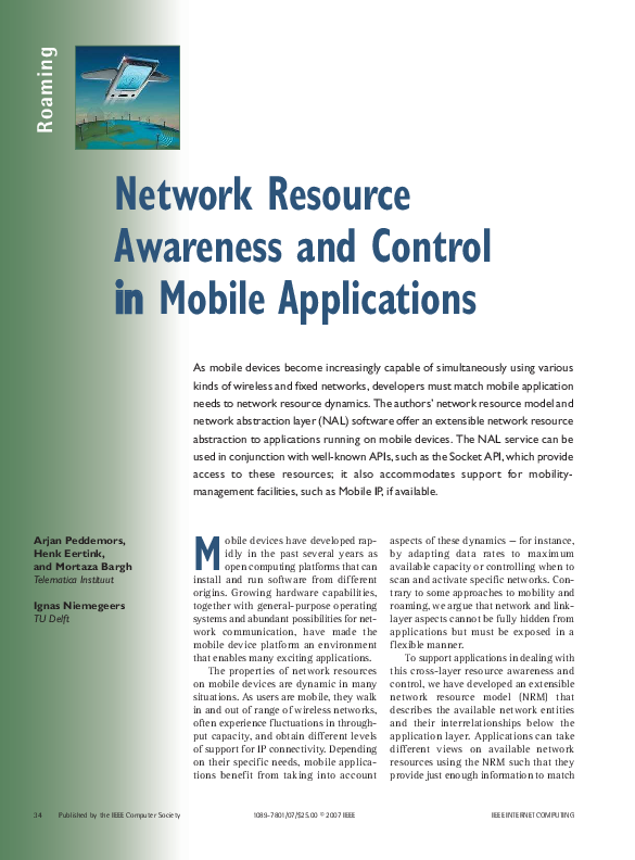 (PDF) Network Resource Awareness and Control in Mobile Applications