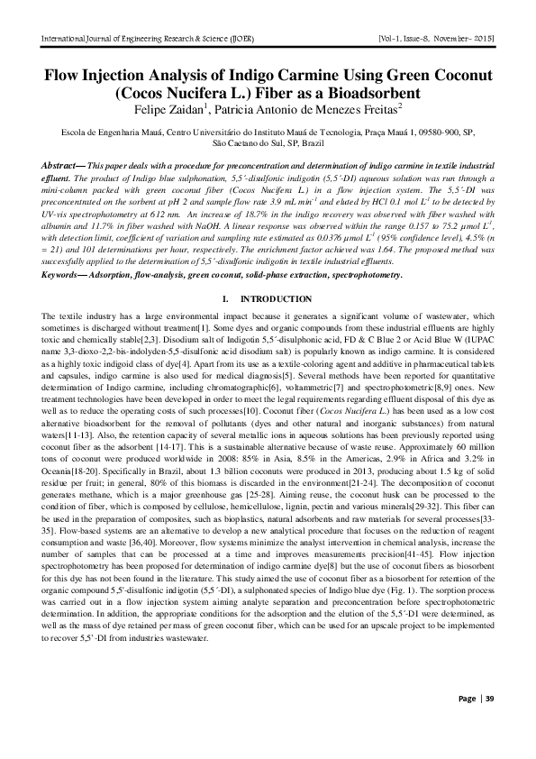 (PDF) Flow Injection Analysis of Indigo Carmine Using Green Coconut ...