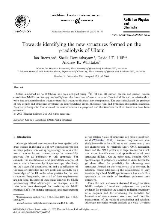 (PDF) Towards identifying the new structures formed on the γ-radiolysis ...