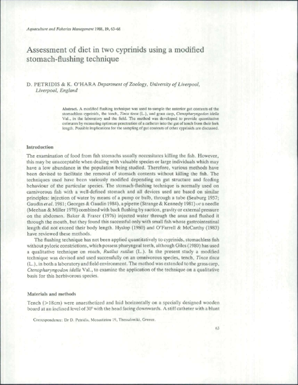 (PDF) Assessment of diet in two cyprinids using a modified stomach ...