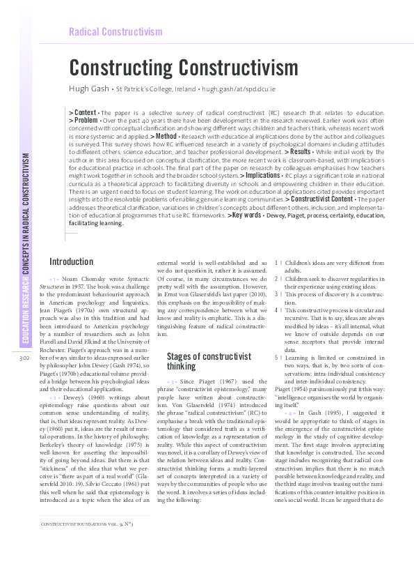 (PDF) Constructing constructivism.