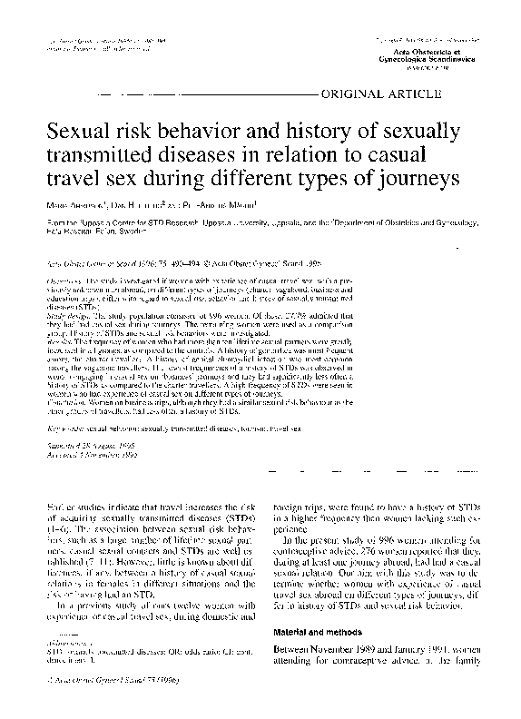 (PDF) Sexual risk behavior and history of sexually transmitted diseases in relation to casual ...
